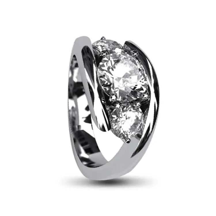 Maple Ladies Silver Three-stone Engagement Ring