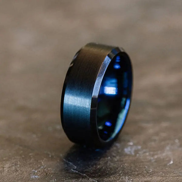 Apollo Blue Black Tungsten Carbide Ring | Orbit Rings
