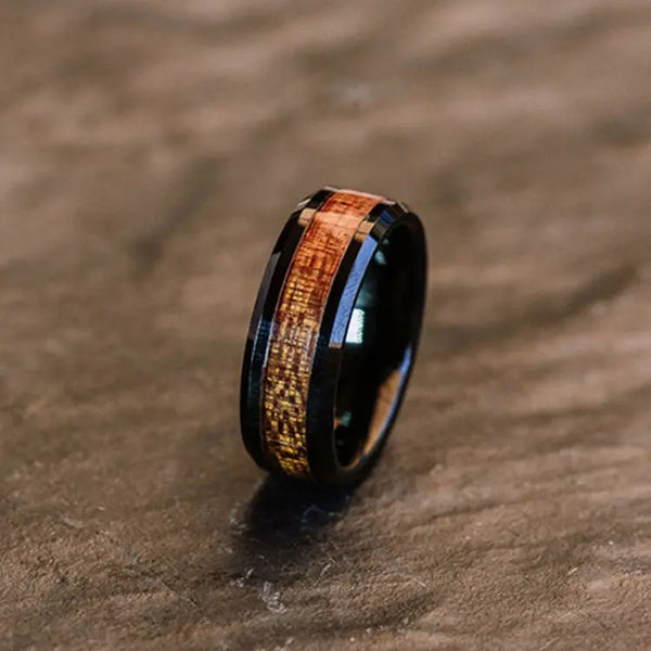 Cartwheel Brown Wood Carbide Ring | Orbit Rings