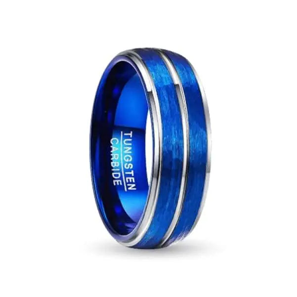 Eclipse Blue and Silver Tungsten Carbide Ring
