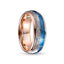 Eclipse Silver, Blue and Rosegold Tungsten Ring with Silver Arrow