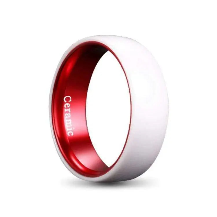 Eos White Ceramic Ring with Red Aluminium Inner
