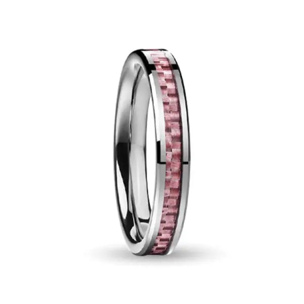 Lunar Pink and Silver Tungsten Carbide Ring