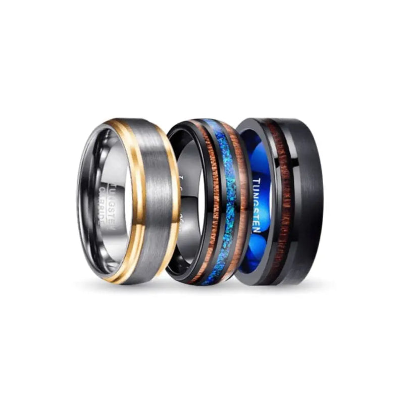 Orbit Rings - Discounted Mens Tungsten Carbide 3 Pack