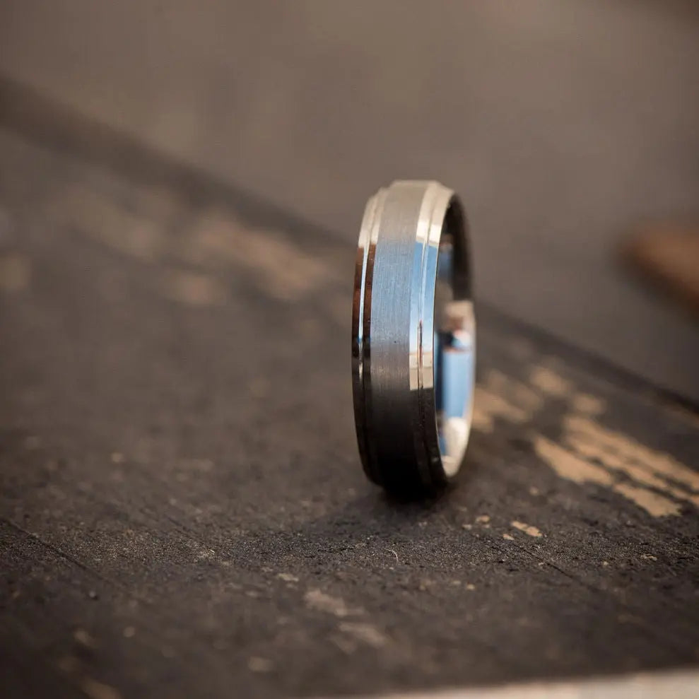 Planet Silver Slim Tungsten Carbide Ring – Orbit Rings