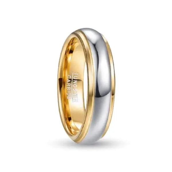Sphere Gold and Silver Tungsten Carbide Ring