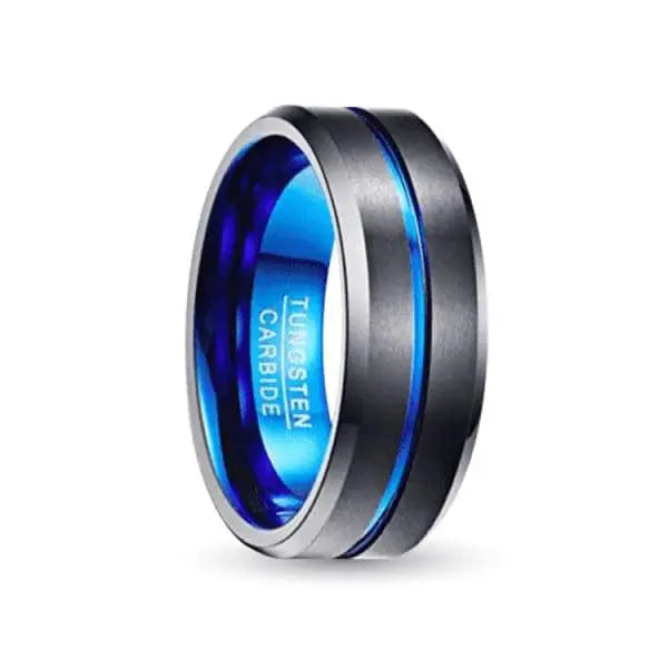 Stream Blue and Black Tungsten Carbide Ring