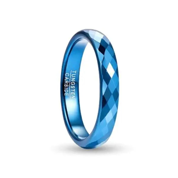 Sunrise Blue Patterned Tungsten Carbide Ring